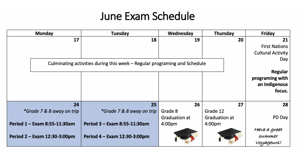 June Exam Schedule