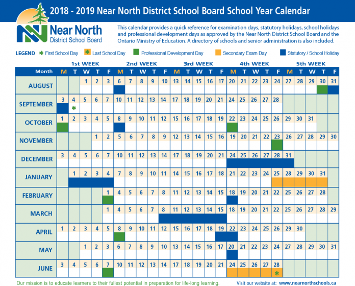 School Year Calendar 2018-2019 – Near North District School Board
